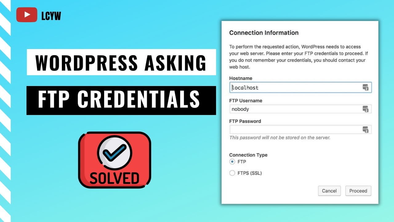 How To Fix Wordpress Needs To Access Your Web Server Solved Lets
